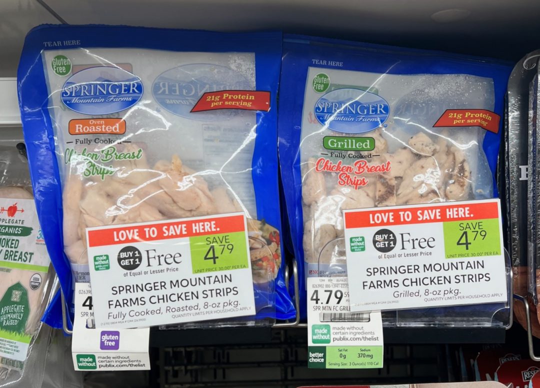 Springer Mountain Farms Chicken Strips As Low As 90¢ Per Bag At Publix ...