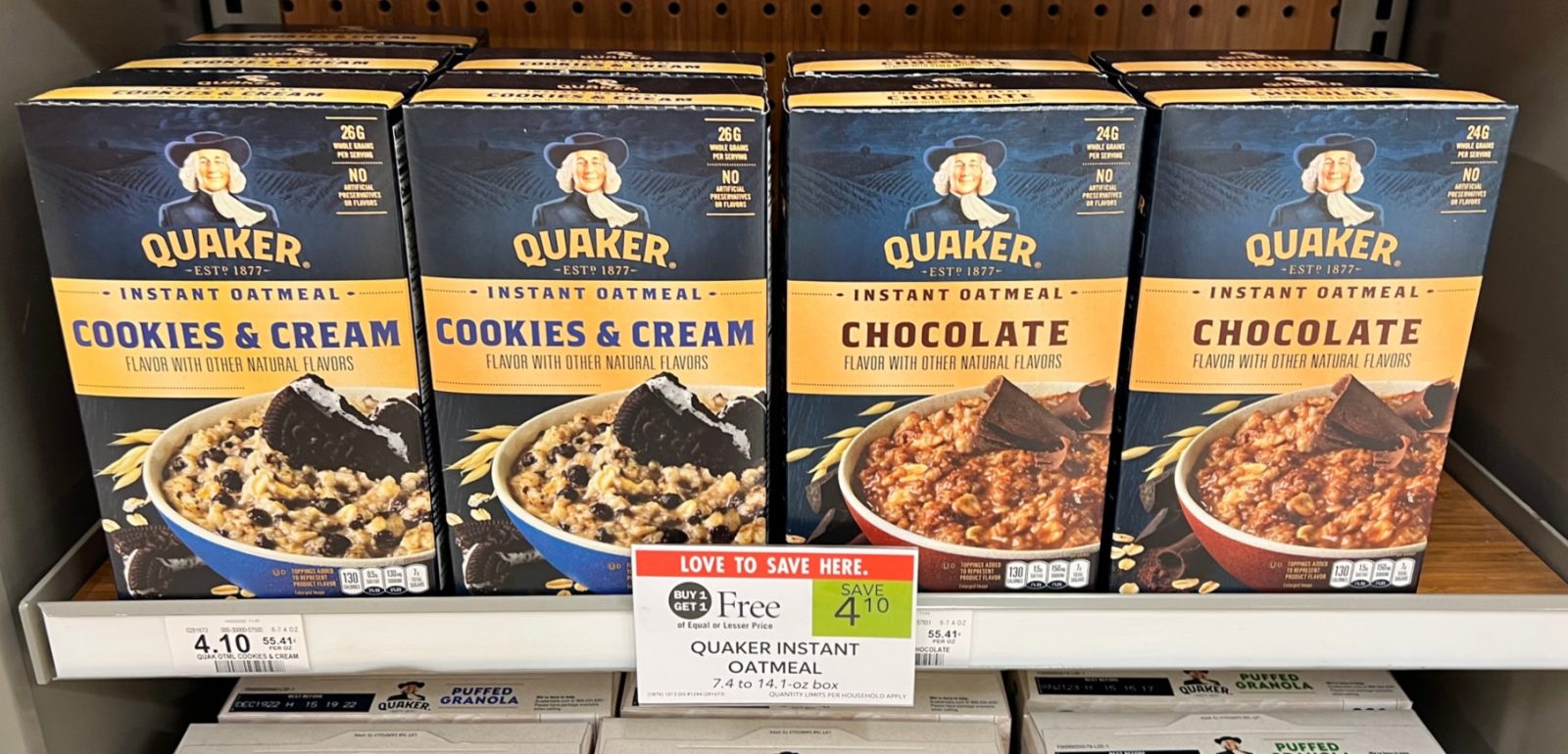 Get Quaker Instant Oatmeal Cookies & Cream or Chocolate Flavors For ...