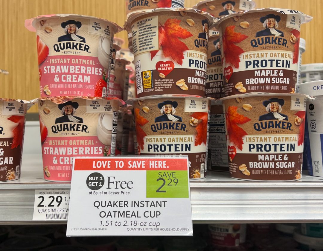 Quaker Instant Oatmeal Cups Only 50¢ Each At Publix - iHeartPublix